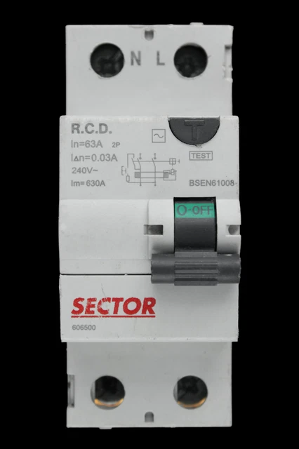 SECTOR 63 AMP 30mA DOUBLE POLE RCD TYPE AC 606500 £24.95 - PicClick UK