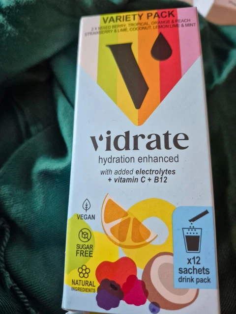 VIDRATE HYDRATION SACHETS Mixed Variety of 12 Packs (berry, orange ...