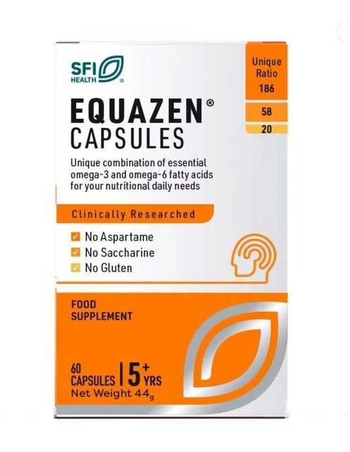 EQUAZEN CAPSULES - Omega 3 & Omega 6 Supplement - 60 Capsules-Exp:10/ ...