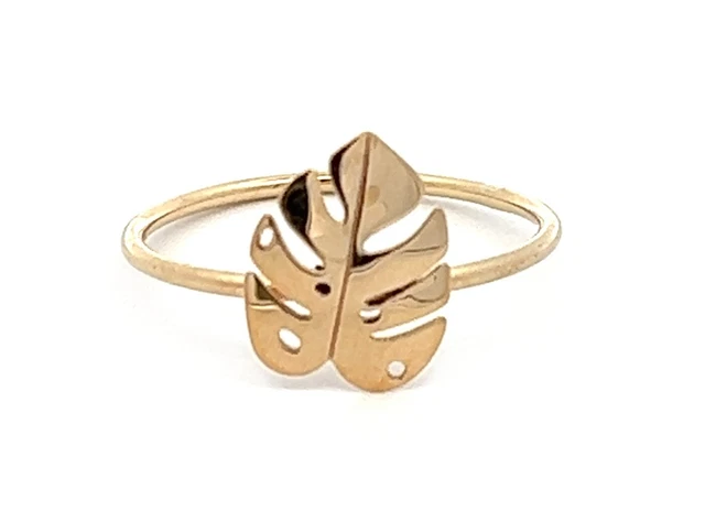 9CT YELLOW GOLD Monstera Leaf Stacker Ring EUR 129,64 - PicClick FR