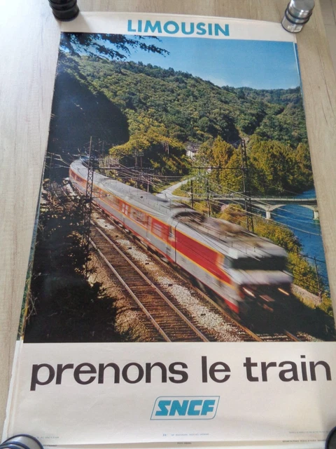AFFICHE ANCIENNE CHEMIN de fer - S N C F - 1974 - Prenons le train ... AFFICHE ANCIENNE CHEMIN de fer - S N C F - 1974 - Prenons le train ...