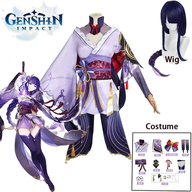 GAME GENSHIN IMPACT Raiden Shogun Cosplay Costume Halloween Girls Women ...