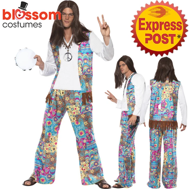 CA157 MENS 60S Groovy 70s Hippy Hippie Dance Disco Retro Fancy Dress Up ...