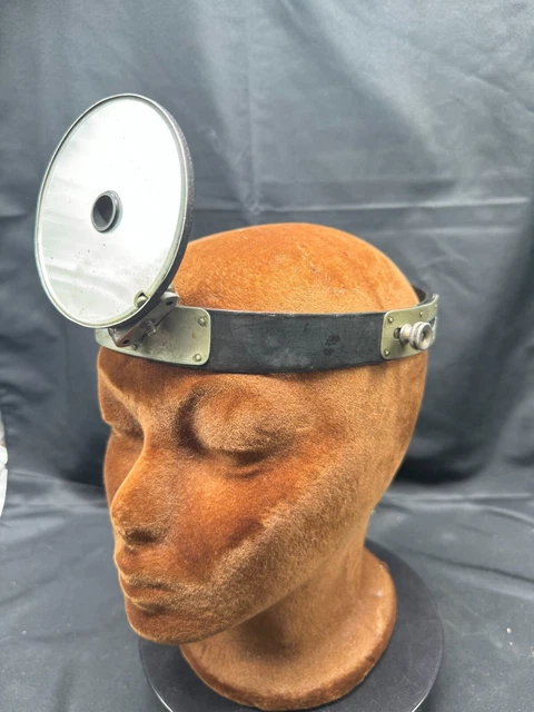 ANTIQUE DOCTOR'S HEAD Mirror/Vintage Medical Reflector HeadBand WWII ...