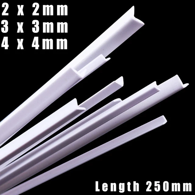 ABS PLASTIC STRIP Angle-L Tubes Profile Rods Bar Scratch Building 2mm ...