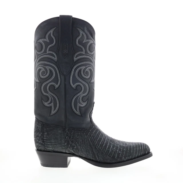 LOS ALTOS J-TOE Teju Lizard 990774 Mens Black Wide Cowboy Western Boots ...