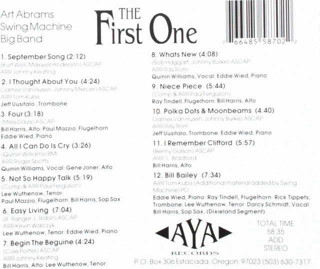 ART ABRAMS SWING Machine Big Band First One (CD) EUR 13,22 - PicClick FR