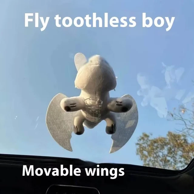 TOOTHLESS DRAGON CARTOON Plush Doll Car Roof Exterior Decor Suction Cup ...