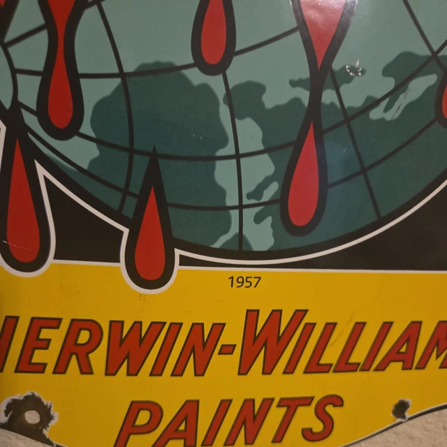VINTAGE SHERWIN WILLIAMS Paints Porcelain Swp Service Station Pump ...