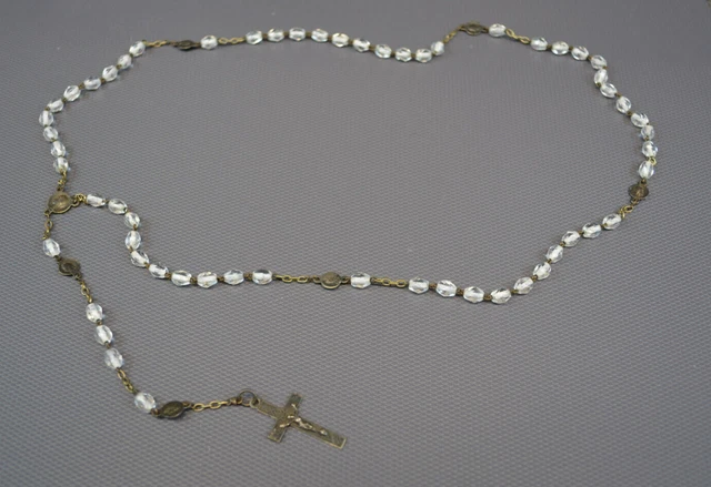 CHAPELET ANCIEN PERLE De Verre A Facette Et Metal Argente Ap164/1 EUR ...