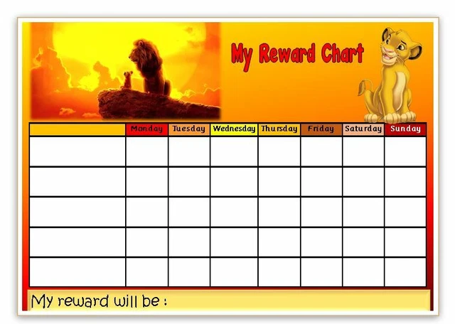 MAGNETIC- LION - Reward Chart -Behaviour-chores-potty-tasks-FREE pen ...