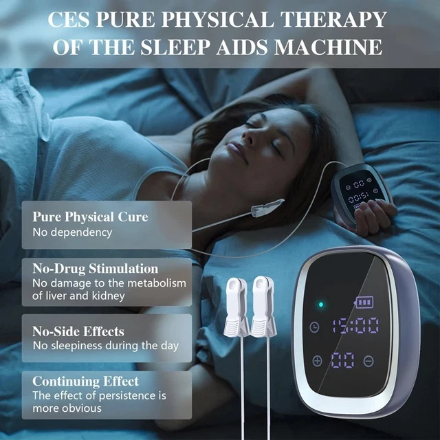 SLEEP AID DEVICE CES Therapy Ear Clip, Rechargeable 600mAh Fast Sleep ...