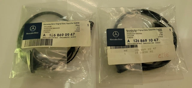 MERCEDES HEATED WINDSHIELD Washer Nozzle Nozzles Set W126 1988 to 1991 ...