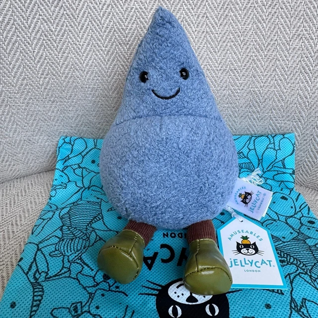 💧 JELLYCAT AMUSEABLES Happy Raindrop Plush Toy With Tags With Dust Bags ...