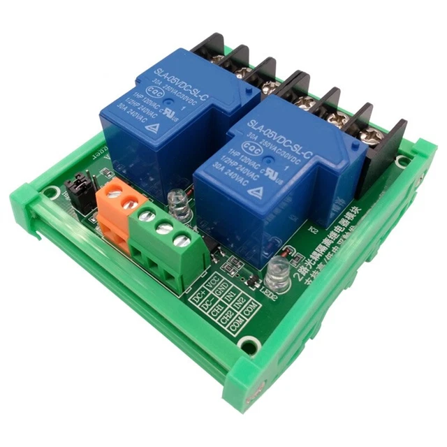 2 CHANNEL RELAY Module 30A with Optocoupler Isolation High Low Trigger ...