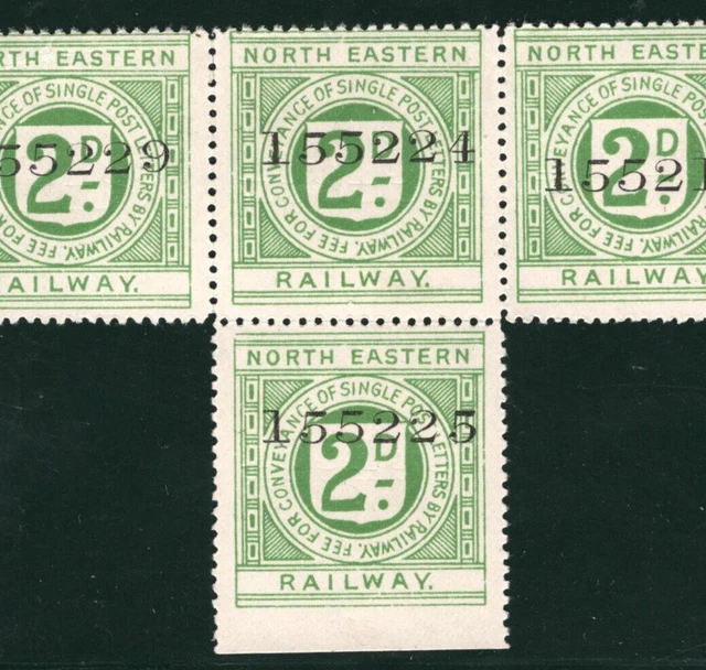 GB NER RAILWAY Letter Stamps 2d North Eastern (1900) BLOCK{4} Mint MM ...