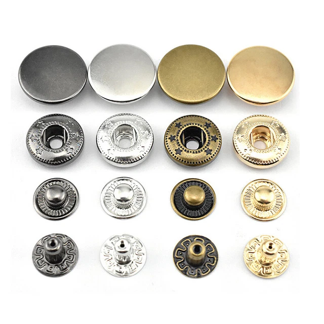 10 SETS METAL Brass Press Studs Sewing Button Snap Fasteners Crafts ...