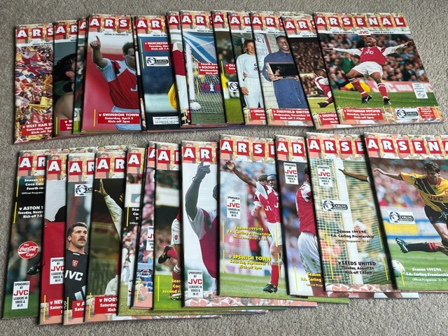 ARSENAL FC FULL Set 1993-1994 Home Game Programmes League & Cups, all ...