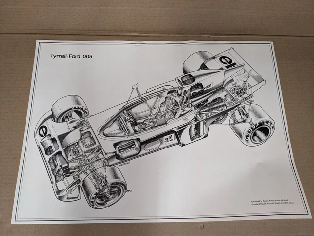 TYRRELL FORD 005 F1 Car Cut-Away Poster Diagram 1972 Motoring News 18 ...