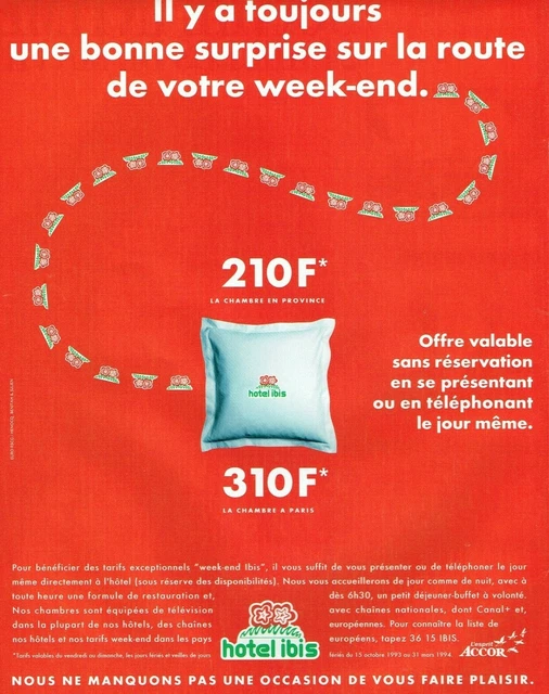 PUBLICITÉ ADVERTISING 0322 1994 Hotel Ibis groupe Accor route week end ...