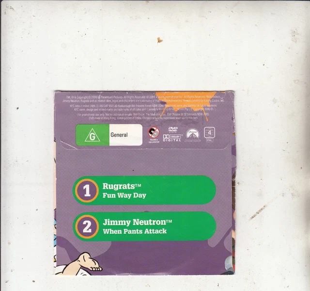 RARE-JIMMY NEUTRON BOY Genius & Rugrats-V 1-2006-[KFC Promo]-Promo-DVD ...