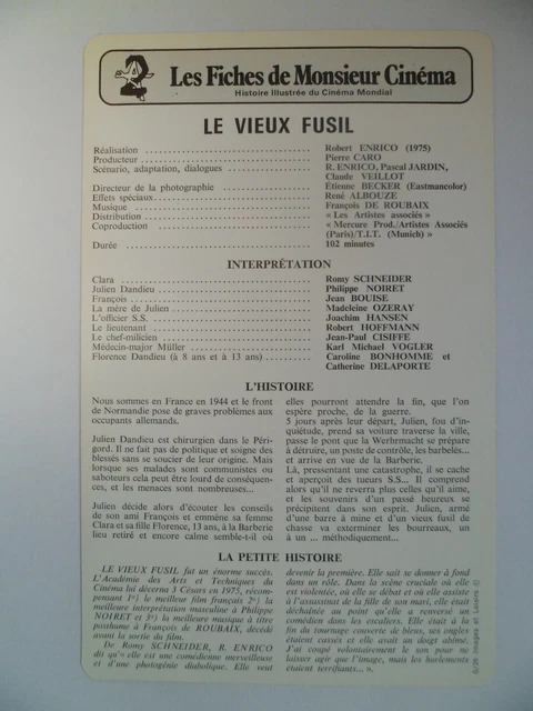 CARTE FICHE CINEMA 1975 LE VIEUX FUSIL Romy Schneider Philippe Noiret ...