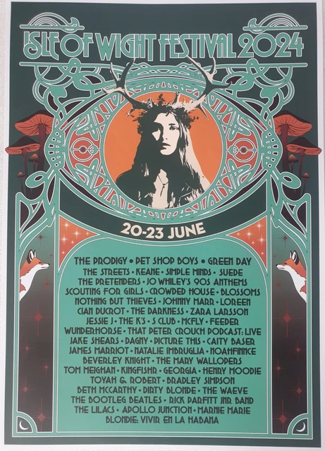 ISLE OF WIGHT Festival 2024 A3 Poster The Prodigy Scouting For Girls ...