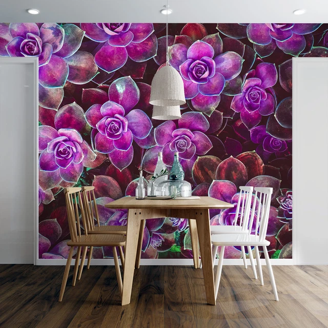 3D DEEP PURPLE Flowers G4423 Wallpaper Wall Murals Removable Self ...