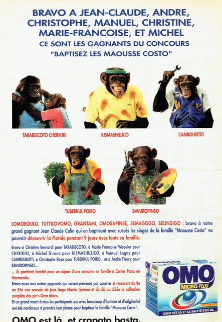 PUBLICITÉ ADVERTISING 068 1993 lessive Omo concours les maousse costo ...