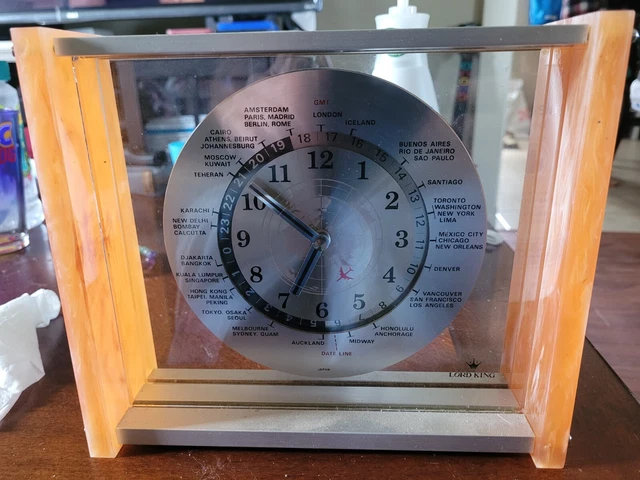 VINTAGE 1970'S &LORD King" Quartz 24 Hour World Time Mantel clock. $57. ...