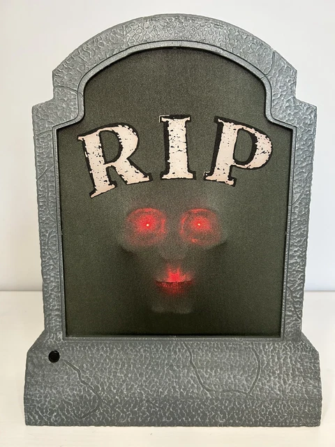 GEMMY ANIMATED HALLOWEEN RIP Skull Gravestone Tomb Light Up Talking ...