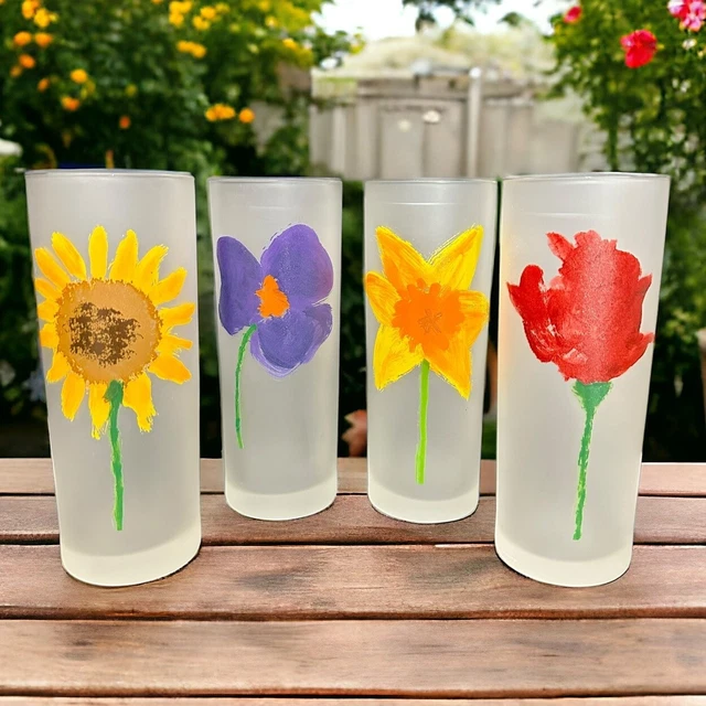 Dartington Designs Flower Frosted Glasses Set 4 Highball Tumblers Made France £3298 Picclick Uk