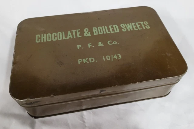 WW2 BRITISH ARMY 1943 CHOCOLATE & BOILED Sweet Ration Tin . J.L.& CO ...