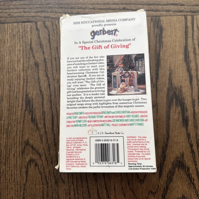 GERBERT THE GIFT Of Giving Christmas Kids Christian VHS 1991 Andy ...