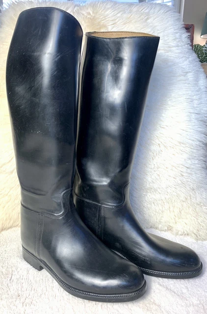 BLACK RUBBER RIDING Boots Wellies Size 40 M Equestrian Made In France ...