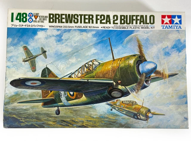 RARE VINTAGE TAMIYA 1/48 RAF/ U.S Navy WW2 fighter Brewster F2A-2 ...