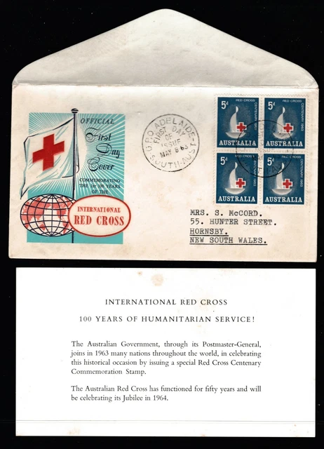 1963 CENTENARY RED Cross Pre-Decimal Stamp Official First Day Cover #63 ...