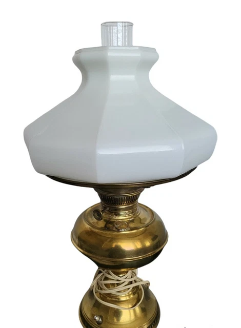 ANTIQUE/VINTAGE CONVERTED RAYO Kerosene Parlor Lamp w/ milk glass Shade ...