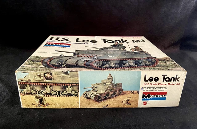 1973 MONOGRAM 1/32 Scale U.S. LEE TANK M3 Model Kit, #7536, Complete in ...