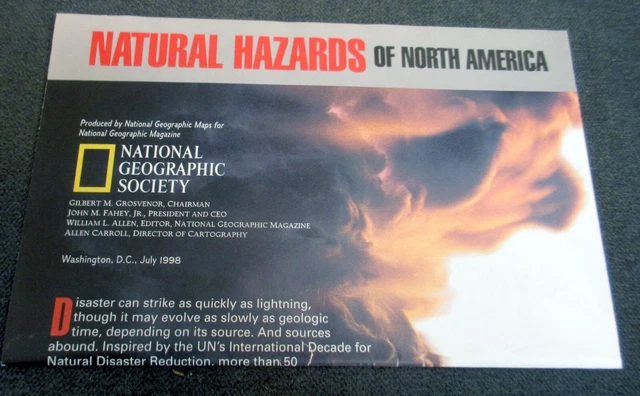 NATIONAL GEOGRAPHIC JULY 1998 Map Natural Hazards Of North America ...
