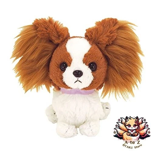 NEW SUN LEMON Pups! Papillon Brown (S) Plush 16cm Stuffed Animal Dog ...