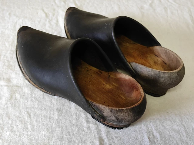 ANCIENNE PAIRE DE Sabots en bois et cuir T40 EUR 30,00 - PicClick FR