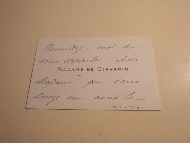 1860.MADAME ALEXANDRE DE Girardin (carte de visite avec mot autographe ...