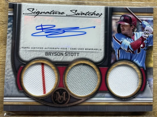 BRYSON STOTT TOPPS triple patch signature échantillons jeu d'occasion ...
