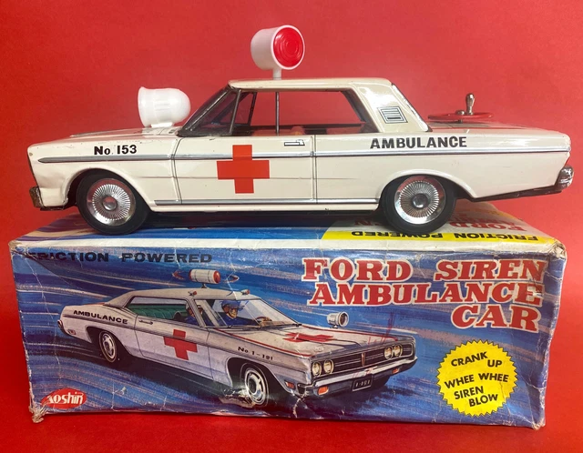 SCARCE 1960'S ASC Aoshin Tin Plate Ford Siren Ambulance Car No1-191/153 VGIB £399.99 - PicClick UK