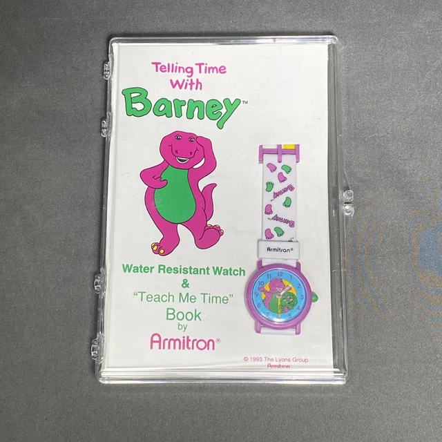 TELLING TIME WITH Barney Watch & Teach Me Book by Armitron 1993 Vintage ...