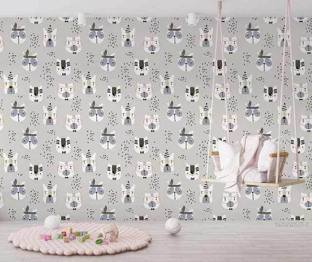 3D CARTOON GRAY Animal Kids Wallpaper Wall Murals Removable Wallpaper ...