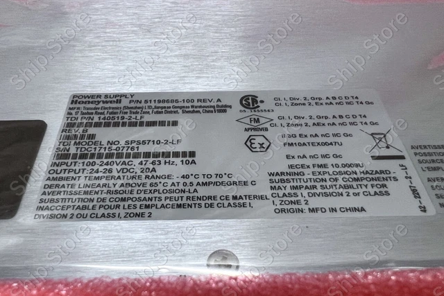 HONEYWELL SPS5710-2-LF ALIMENTATORE 51198685-100 rev. Ein Tdi P/N ...