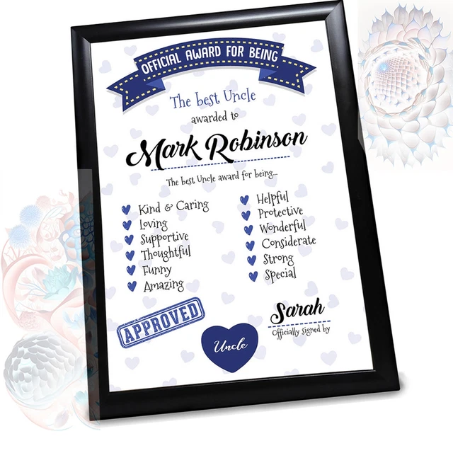 PERSONALISED BEST UNCLE Award With Names Birthday Thank You Christmas ...