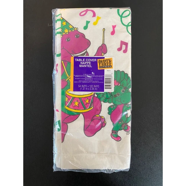 VINTAGE 90S BARNEY The Dinosaur & Baby Bop Musical Party Table Cover 54 ...